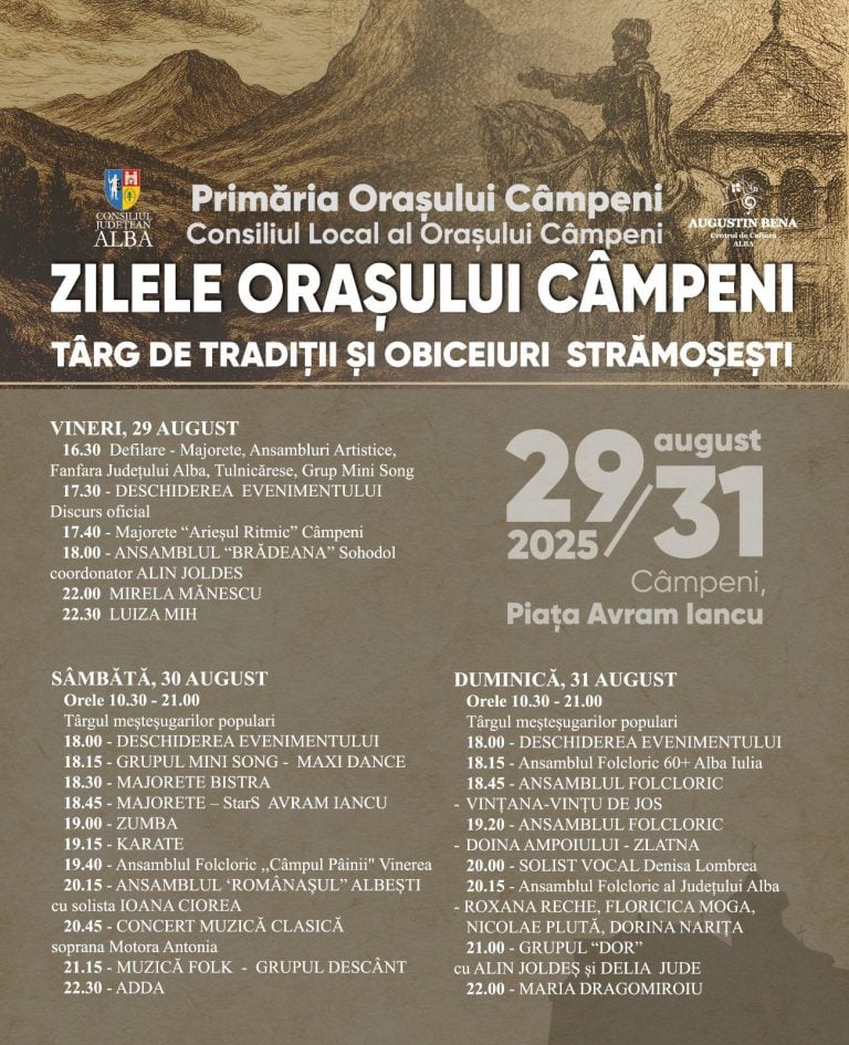 Zilele orașului Câmpeni, în 29-31 august. Târgul meșteșugarilor ...